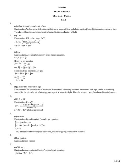 Physics 1 Answer Key Pdf Photoelectric Effect Electronvolt