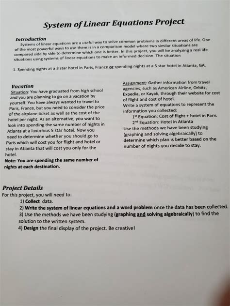 Linear Equations Project Diy Projects