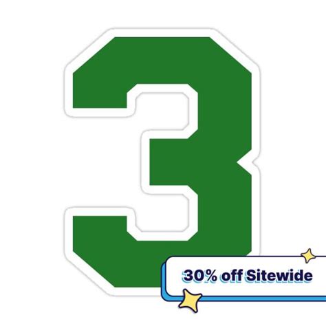 Number 3 Green Three Sports Number 3 Sticker For Sale By