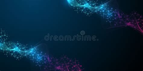 Colorful Molecules Background Dna Helix Dna Strand Dna Test Molecule Or Atom Neurons Stock