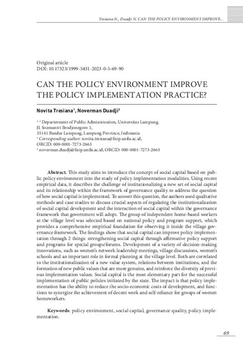 Pdf Can The Policy Environment Improve Policy Implementation Practice