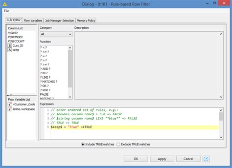 Using Flow Variable In Rule Based Filter Knime Analytics Platform