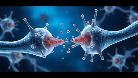 Synapse Between Neurons With Neurotransmitters Stock Illustration Illustration Of Neurons