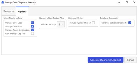 Generating Database Snapshots Using Diagnostic Tool