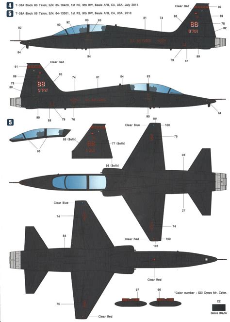 Northrop T 38 Talon Gloss Black Trainer Color Profile And Paint Guide