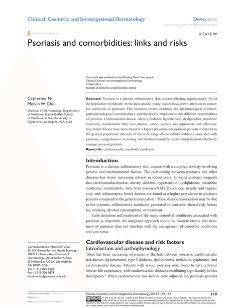 Pdf Psoriasis And Comorbidities Links And Risks