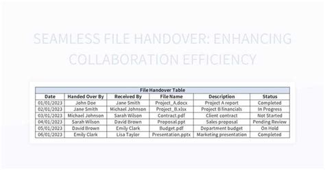 Enhancing Collaboration Efficiency Through Seamless File Handover Excel Template Free Download