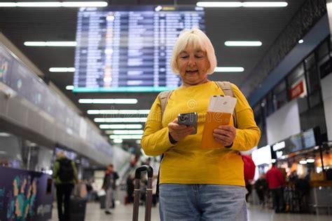Traveler Tourist Happy Smiling Joyful Fun Mature Elderly Senior Lady