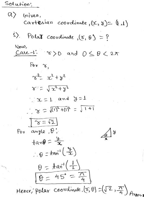 a the cartesian coordinates of a point are 1 1 homeworklib