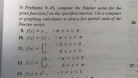 Solved In Problems 9 16 Compute The Fourier Series For The Chegg Com