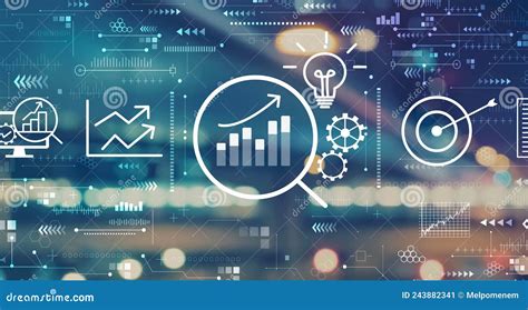 Data Analysis Concept With Blurred City Lights Stock Illustration