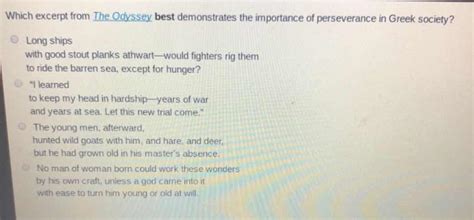 Solved Which Excerpt From The Odyssey Best Demonstrates The