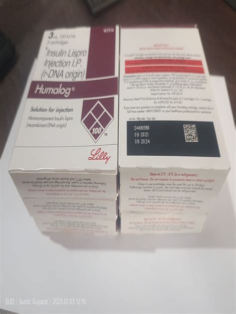 Humalog 3ml Insulin Cartridge Solution For Diabetes