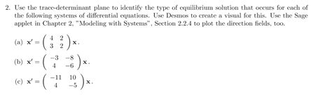 2 Use The Trace Determinant Plane To Identify The