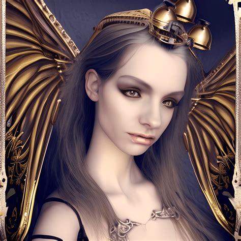 Beautiful Face Sexy Body Fantasy Steam Punk Princess With Wings Hyper