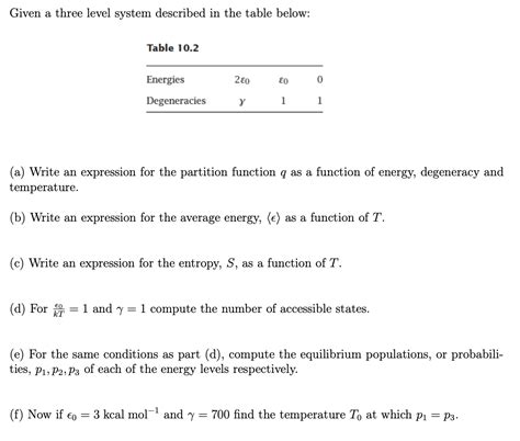 Solved Given A Three Level System Described In The Table Chegg