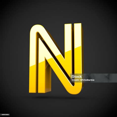 검은 배경에 고립 된 노란색 복고풍 문자 대문자 N 0명에 대한 스톡 벡터 아트 및 기타 이미지 0명 3차원 형태 금 금속 Istock