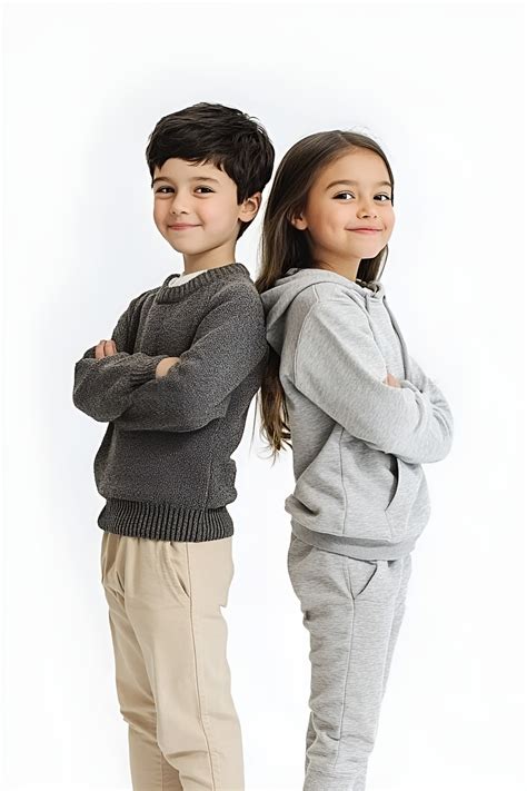 背靠背ai数字艺术 儿童简约风儿童微笑背靠背站立友好互动人像照片 Ai人像免费下载 Png格式 2688像素 编号71665207 千图网