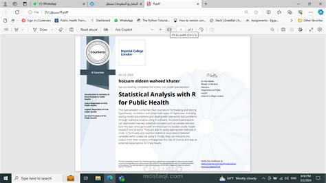 Statistical Analysis With R مستقل
