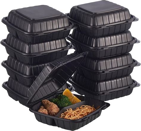 Jaluxing 8x8 3 Compartment 50 Pack Plastic Clamshell
