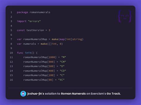 Joshua Jins Solution For Roman Numerals In Go On Exercism