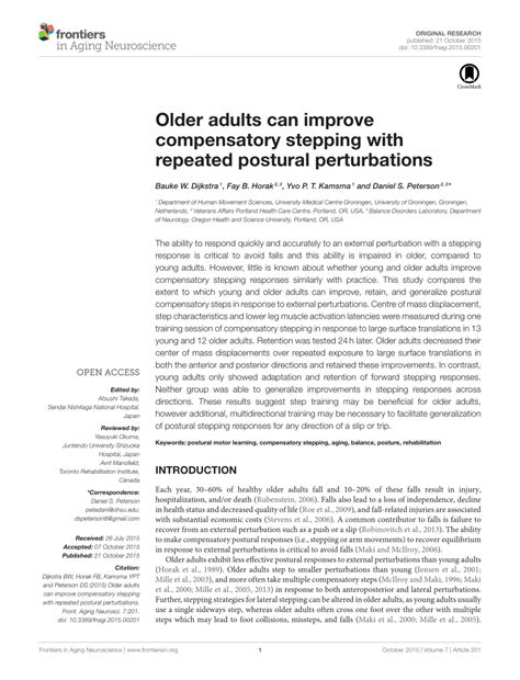 Pdf Older Adults Can Improve Compensatory Stepping With Repeated