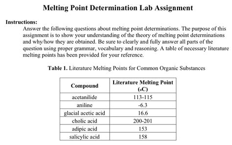Solved Melting Point Determination Lab Assignment Chegg