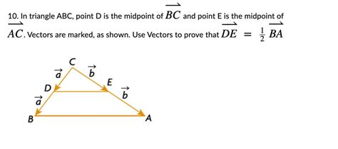 solved 10 in triangle abc point d is the midpoint of bc 10 in