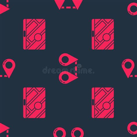 Set City Map Navigation And Route Location On Seamless Pattern Vector Stock Vector
