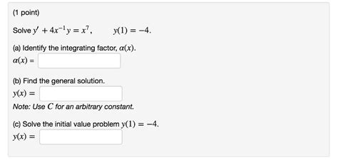 Solved 1 Point Solvey 4x Ly 7 Y 1 4 A Identify Chegg Com