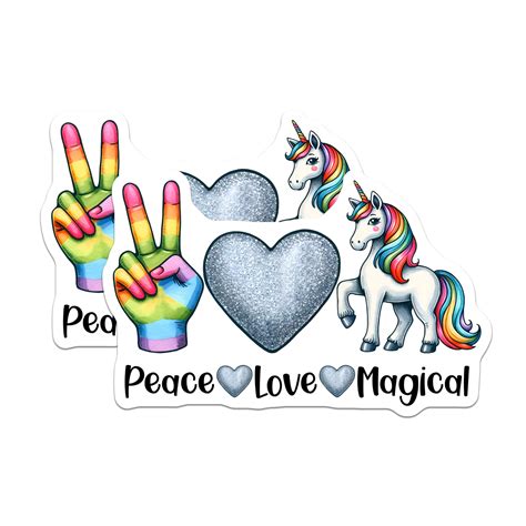 2 Pack Peace Love Magical Magnets Rainbow Unicorn 5 On Longest