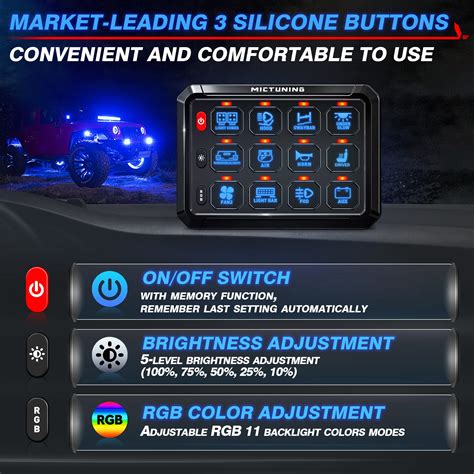 Switch Controllo Luci Auto Barca Camper 6 Gang Rgb Mictuning P1s Rgb 6