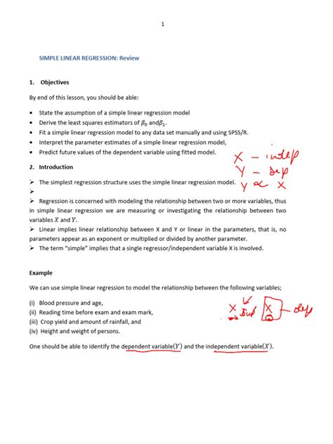 Simple Linear Regression Presentation Review Analysis Covariance Pdf Regression