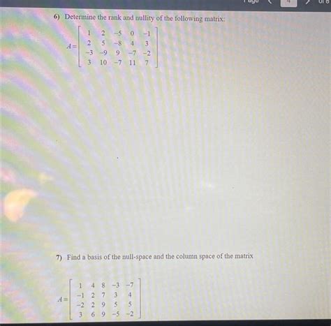 Solved Determine The Rank And Nullity Of The Following Chegg Com