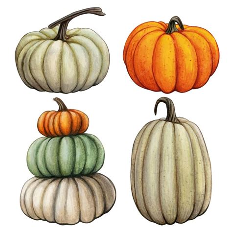 Premium Vector Watercolor Hand Drawn Fall Pumpkin Composition How