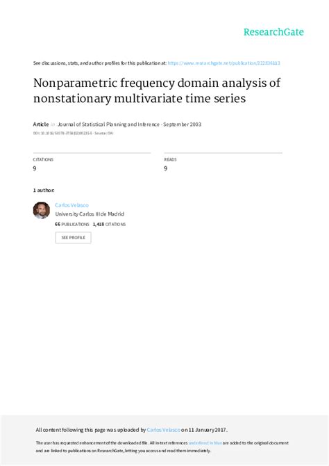 Pdf Nonparametric Frequency Domain Analysis Of Nonstationary