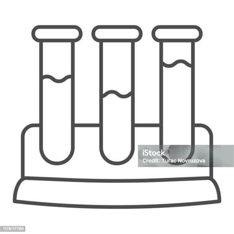 의료 플라스크 얇은 라인 아이콘입니다 화학 비커 벡터 그림 흰색에 격리 테스트 튜브 개요 스타일 디자인 웹 및 응용 프로그램을 위해 설계 Eps 10 10에 대한 스톡 벡터