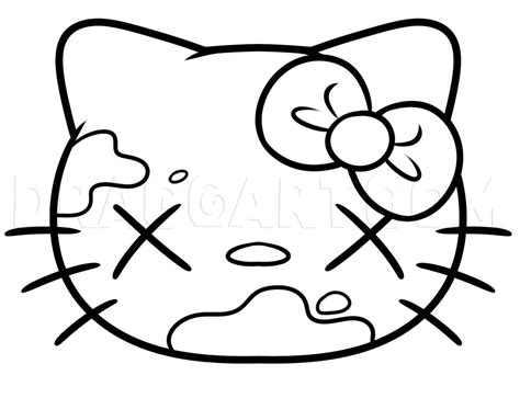 How To Draw Dead Hello Kitty Drawing Step By Step By Dawn Dragoart