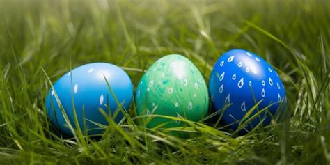 Premium Ai Image Three Easter Eggs In The Grass With The Word Easter