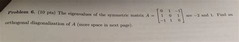 solved problem 6 10 pts the eigenvalues of the symmetric
