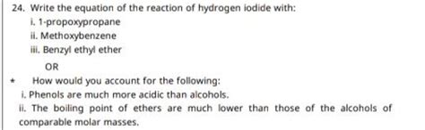 Write The Equation Of The Reaction Of Hydrogen Iodide With I 1 Propoxyp