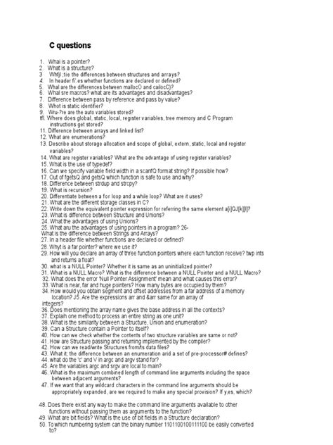 C Questions 4 In Header Fies Whether Functions Are Declared Or