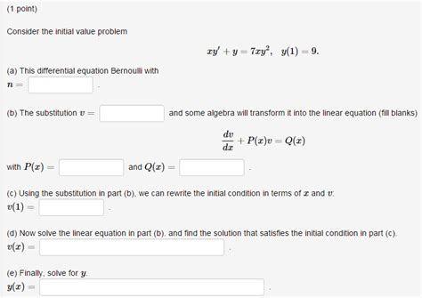 solved 1 point consider the initial value problem xy y