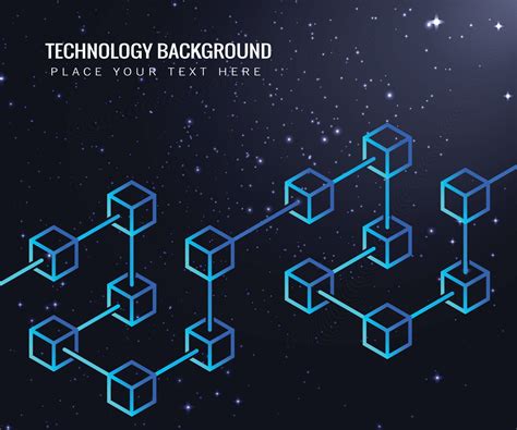 Blockchain Line Concept On Dark Background Abstract Geometric