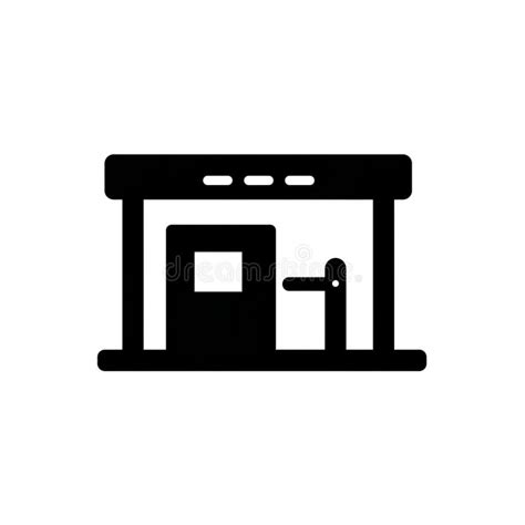 Black And White Silhouette Of A Gas Station Icon Stock Illustration