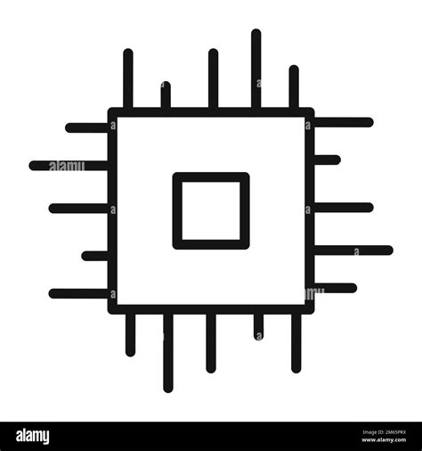 CPU Chip Line Icon Isolated On White Background Black Flat Thin Icon On Modern Outline Style