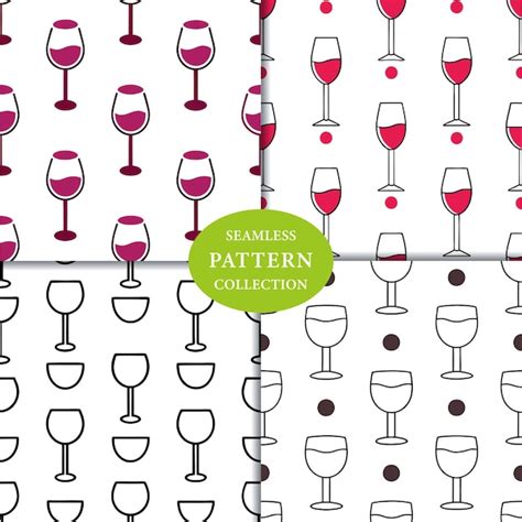Wine Glasses Line Art Seamless Pattern Background Design Premium Vector