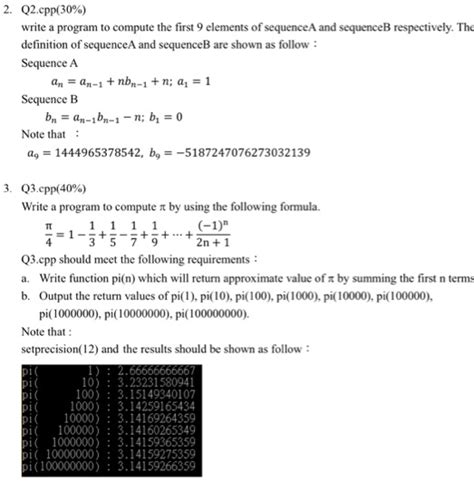 SOLVED Q Cpp Write A Program To Compute The First Elements Of Sequence A And