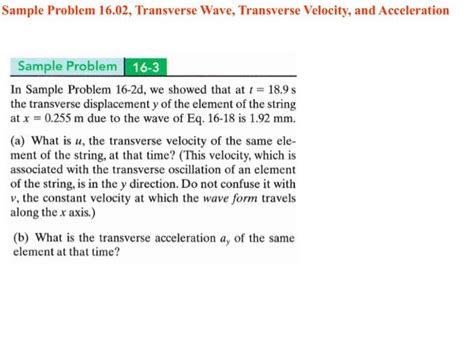 Solved Sample Problem 16 02 Transverse Wave Transverse