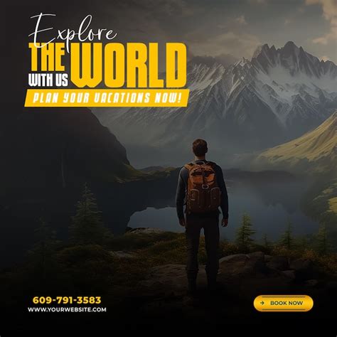 무료 Psd 여행사에 대한 시간 소셜 미디어 포스트 템플릿 프리미엄 Ai 생성 Psd